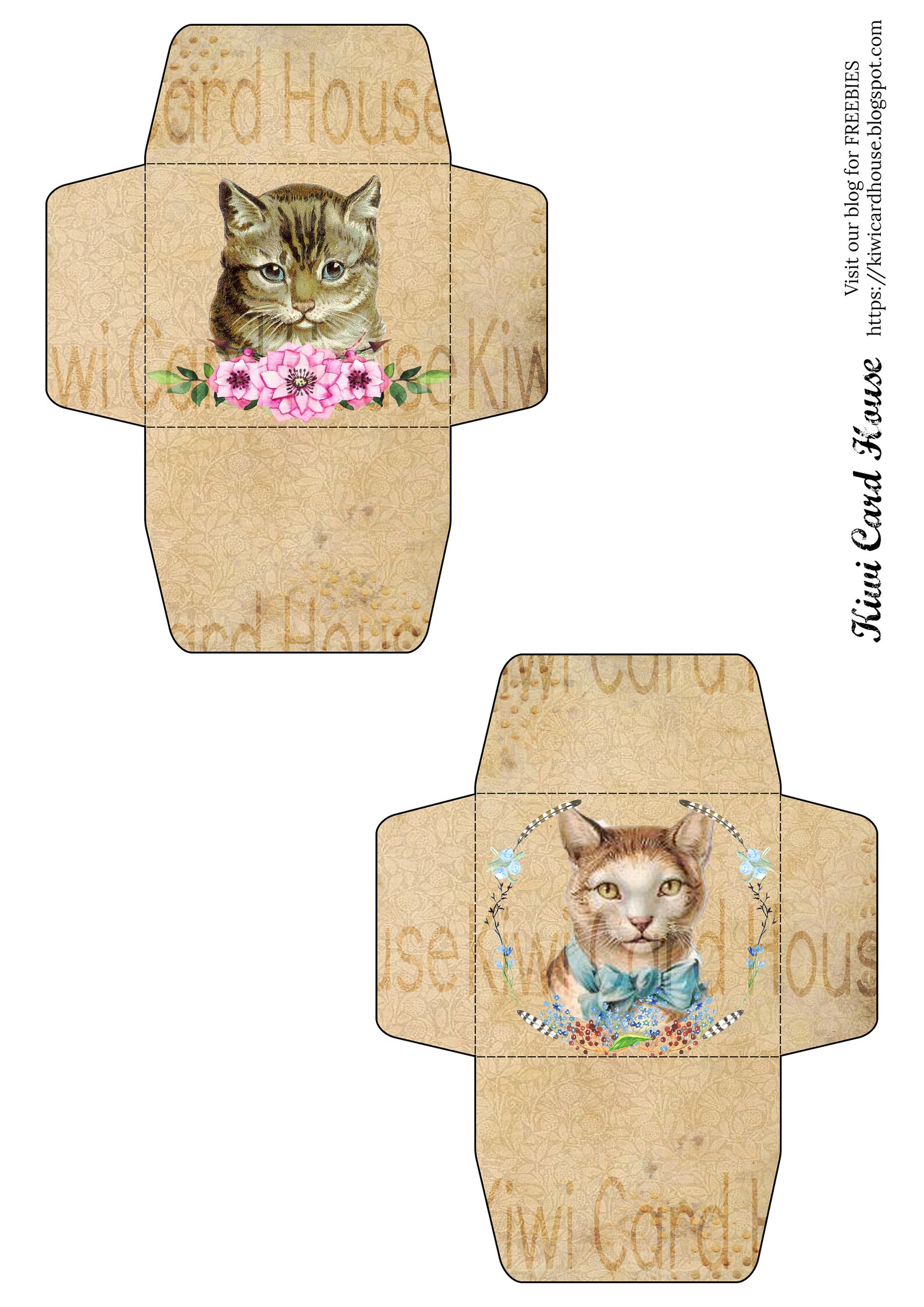 Printable Vintage Kitty Cat Envelopes Digital Download Junk Etsy