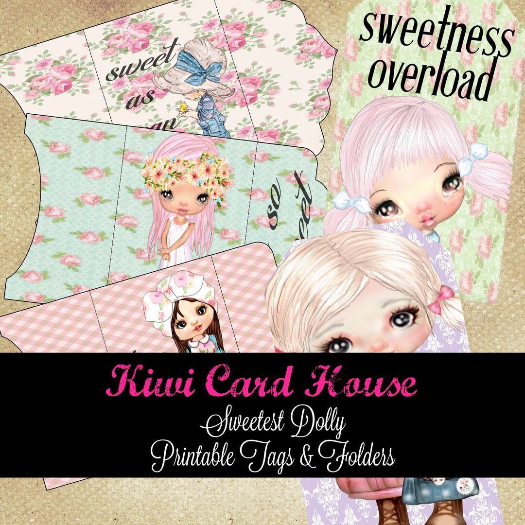 Sweetest Dolly Tags Gift Tags Folder Tri Folder Collage - Etsy