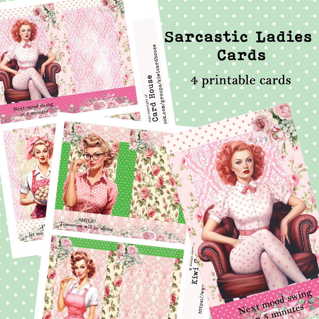 Sarcastic Ladies Journal Cards, Collage Sheets, Printable, Junk ...
