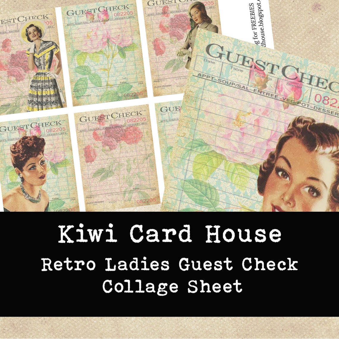 Retro Ladies Guest Check Collage Sheet, Printable, - Etsy
