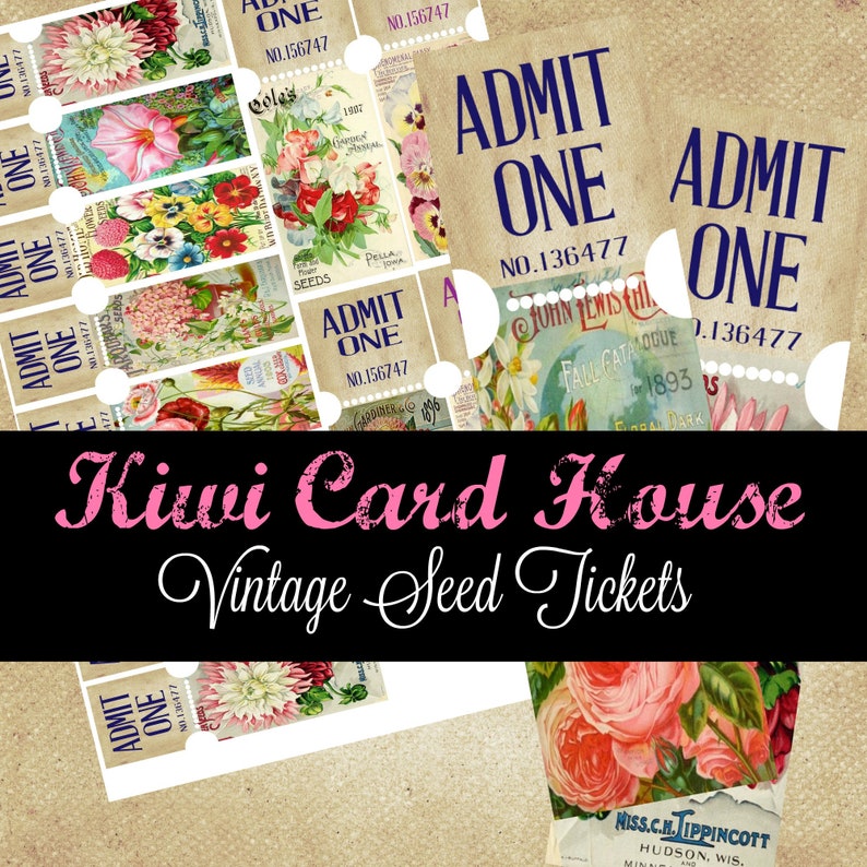 Printable Vintage Seed Tickets, Floral, Ephemera, Junk Journals ...