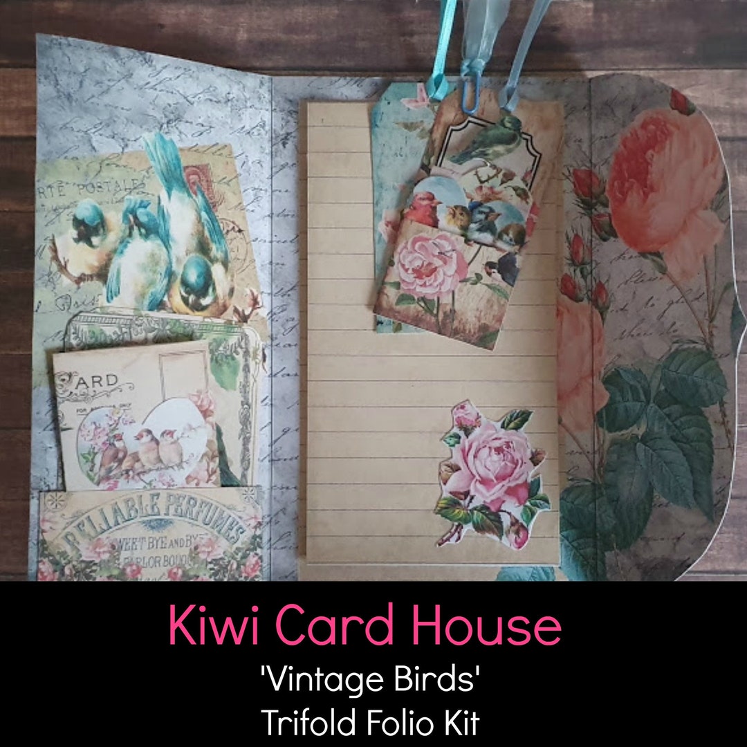 Vintage Birds Trifold Folio, Notebook, Ephemera, Printable, Journal ...