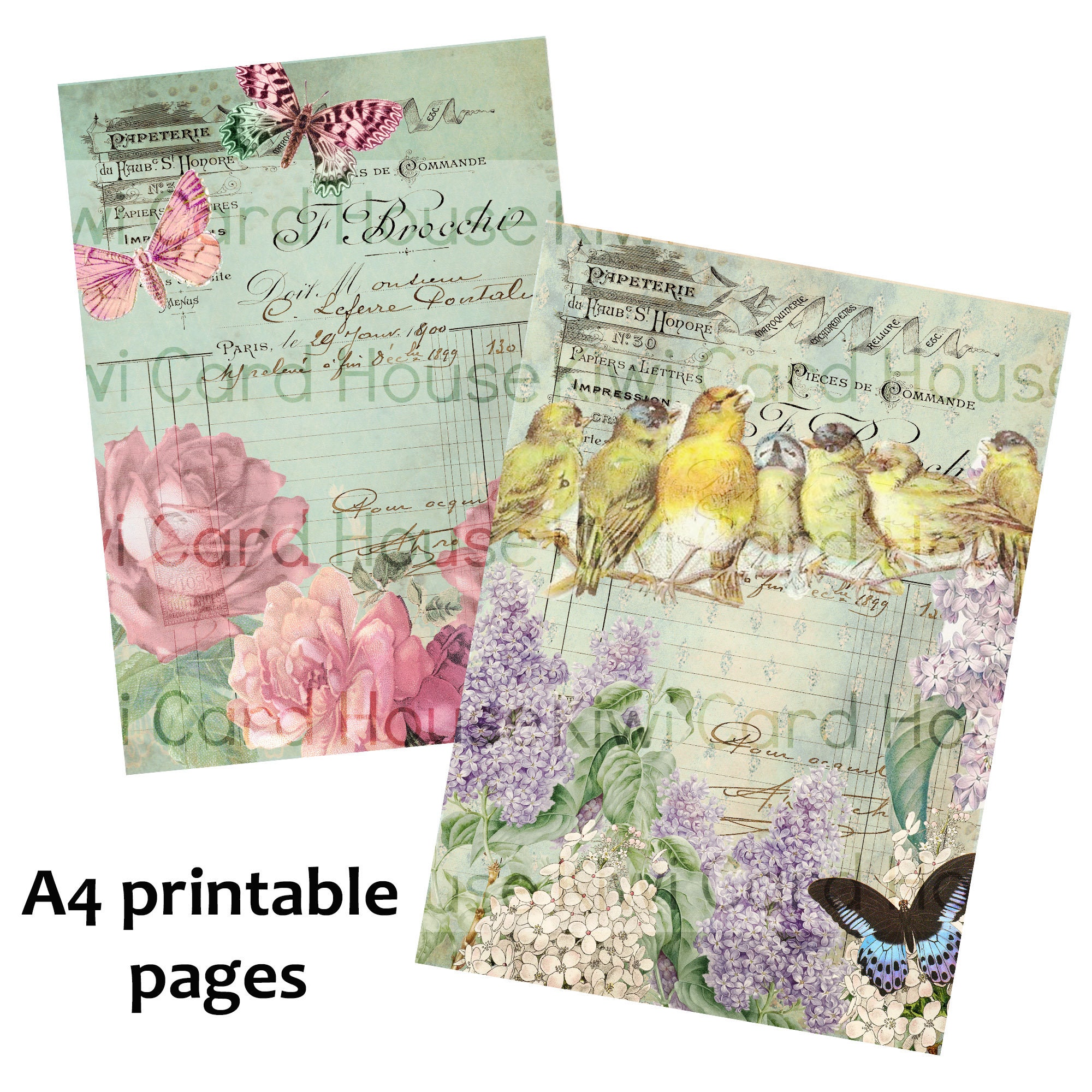 Floral & Bird A4 Printable Pages, Digital Download - Etsy