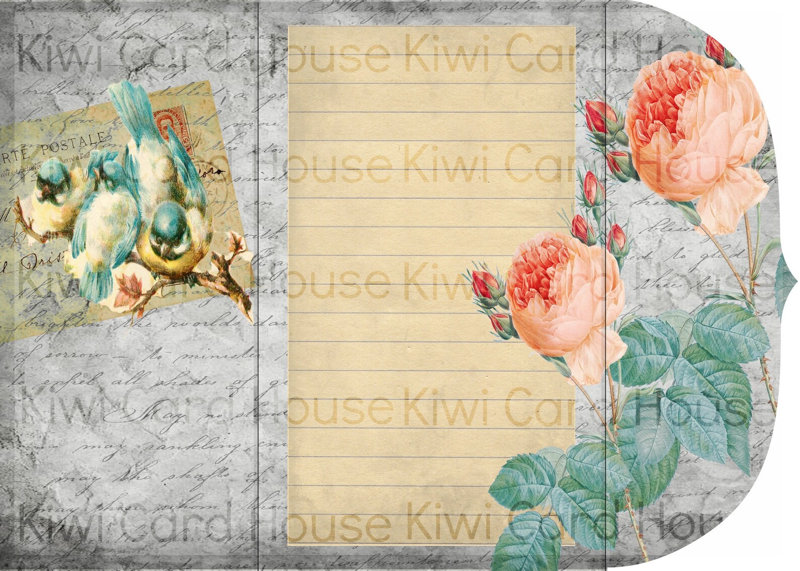 Vintage Birds Trifold Folio, Notebook, Ephemera, Printable, Journal ...
