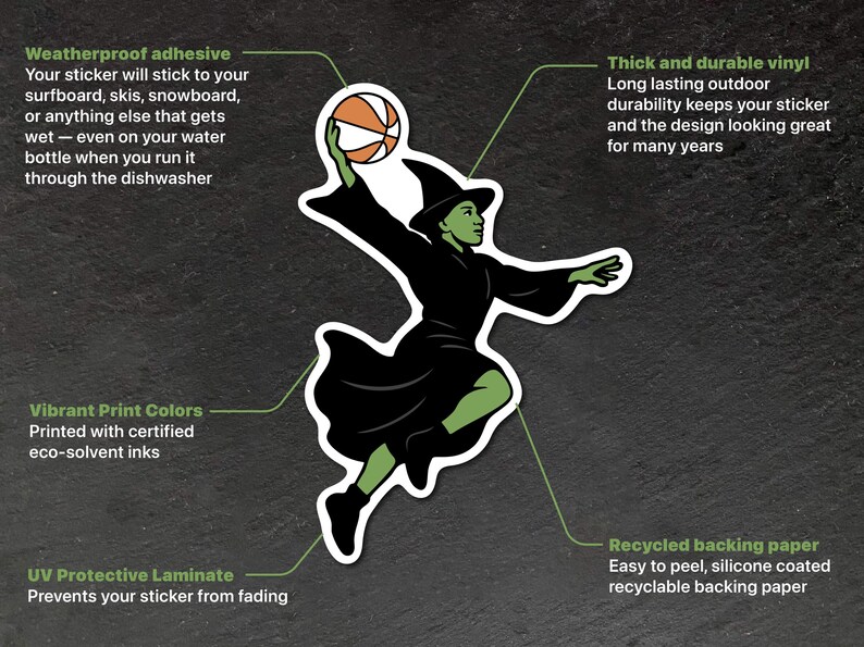 Wicked Elphaba Sticker Defying Gravity Witch Slam Dunk Basketball ...