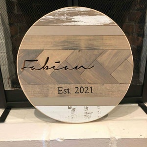 16" Customizable Wooden Round, Living Room Sign, Wedding Sign, Entryway ...