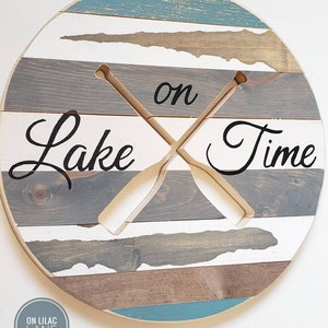 On Lake Time Sign With Oar Cut Out, Lake House Decor, Nautical Cottage ...