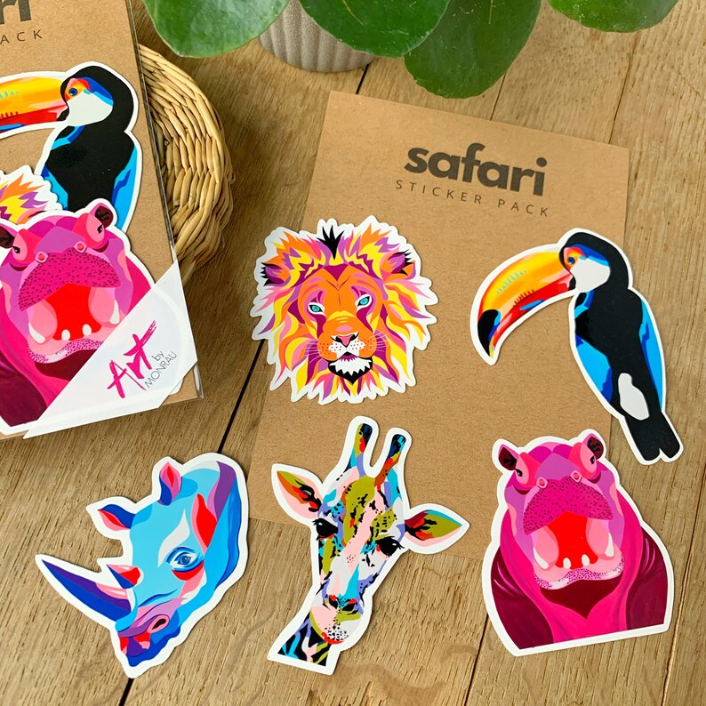 Safari Sticker Pack Set of 5 Animal Stickers Tucan - Etsy
