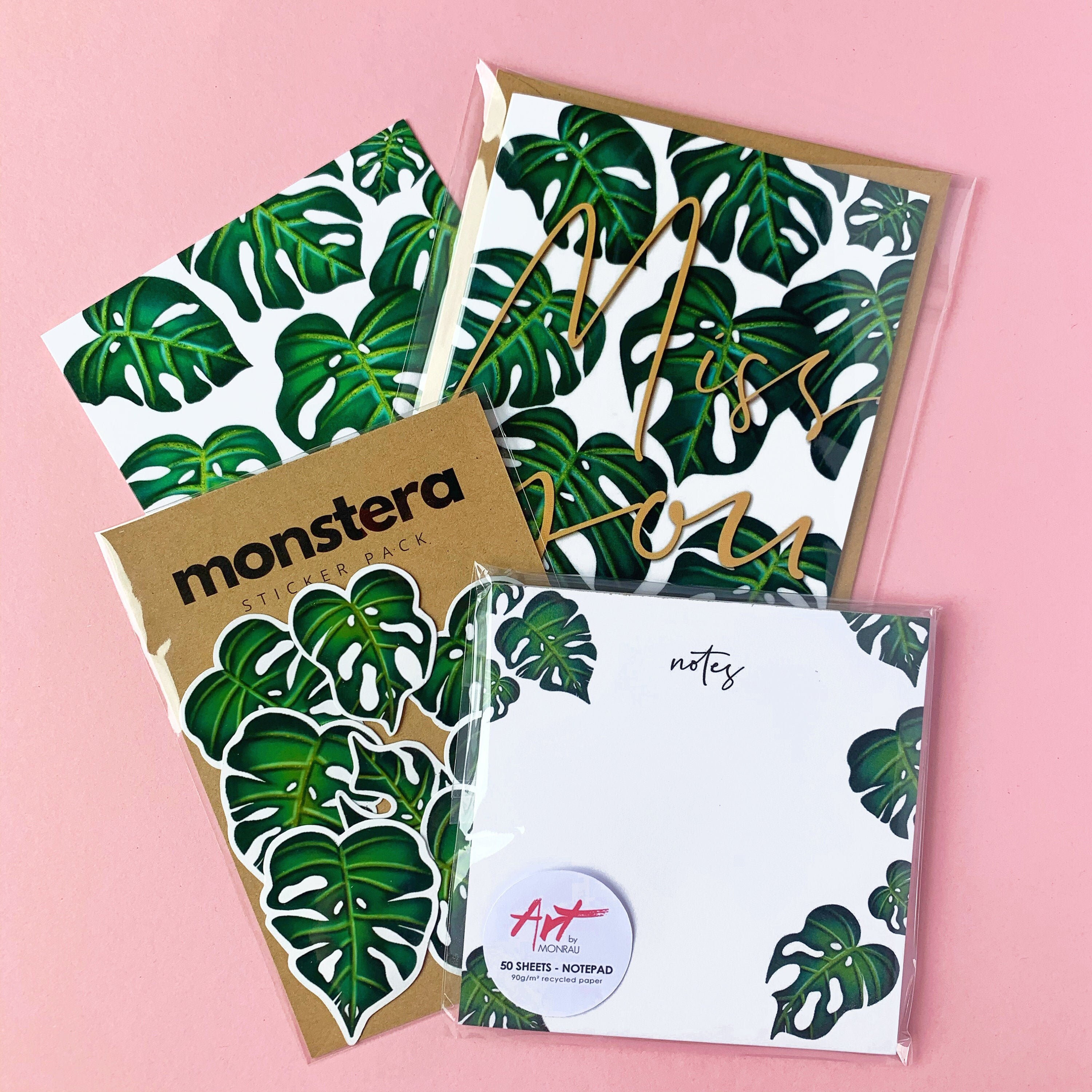 Monstera Bundle - for Monstera Lovers - Stationery - Monstera Notepad ...