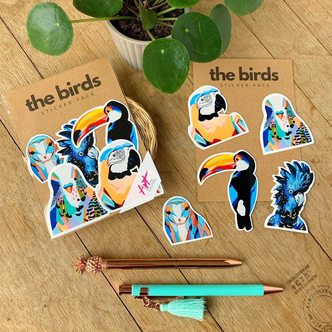 The Birds - Sticker Pack - Set of 5 Bird Stickers - Bird Sticker ...
