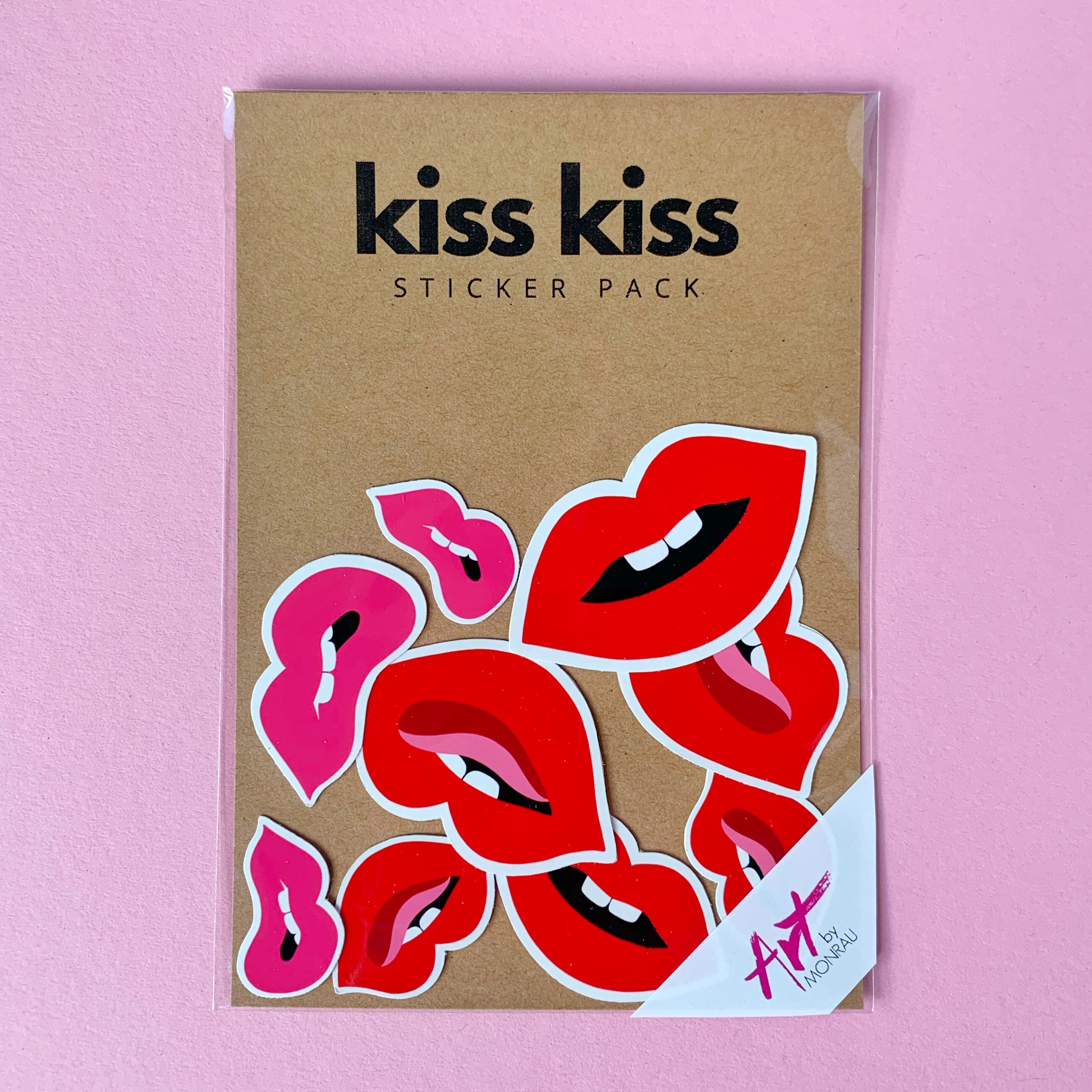 Lips Sticker Pack Kiss Kiss Lips Sticker Red Lips Pink | Etsy