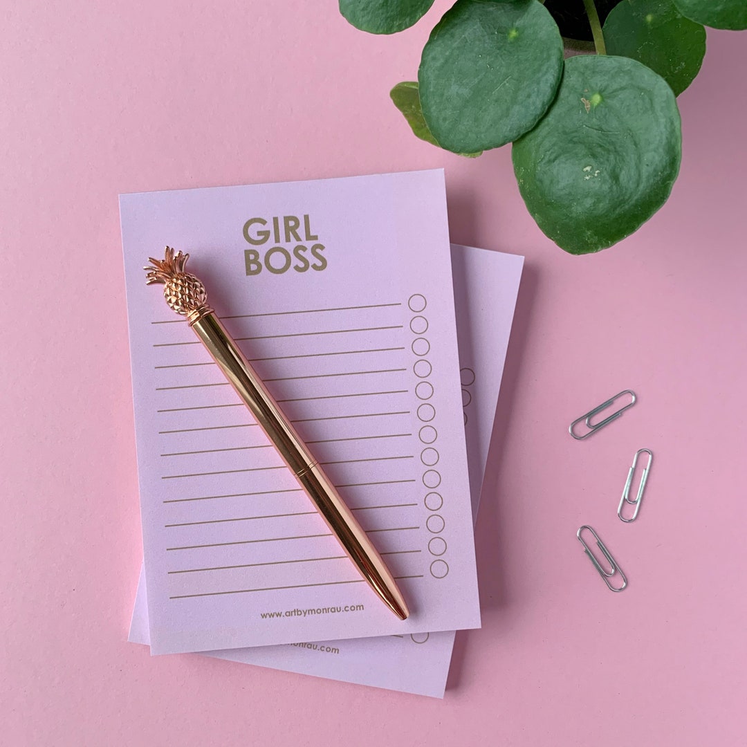 Girl Boss A6 Notepad Pink Notepad Stationery 50 Sheets Notepad Pink ...