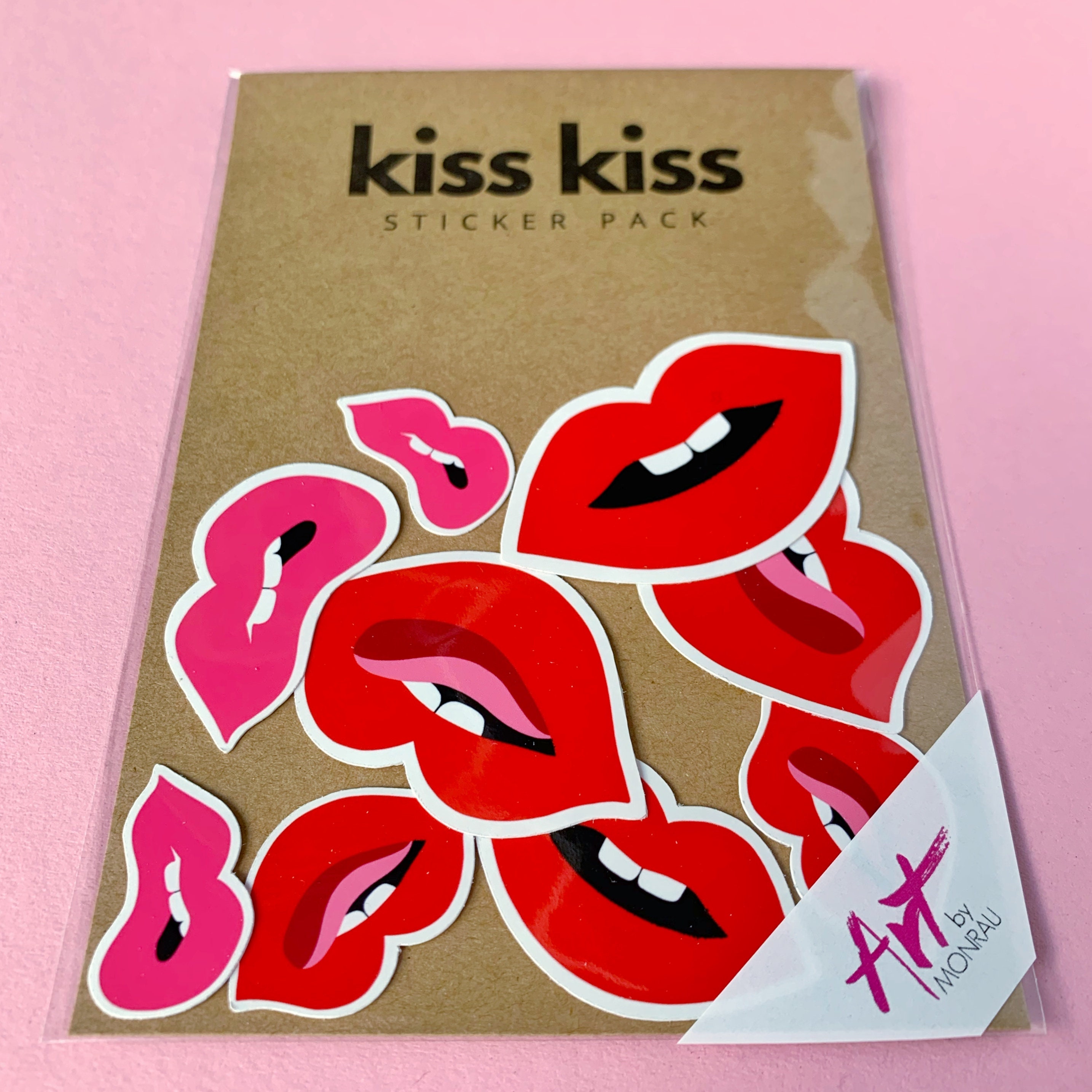 Lips Sticker Pack Kiss Kiss Lips Sticker Red Lips Pink | Etsy