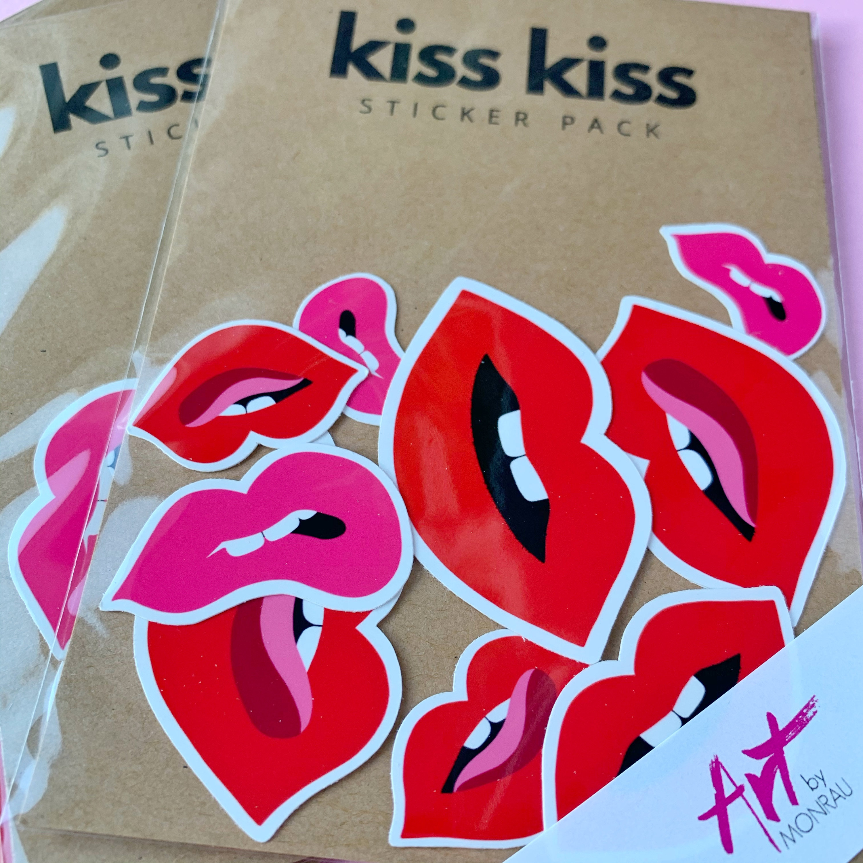 Lips Sticker Pack Kiss Kiss Lips Sticker Red Lips Pink | Etsy