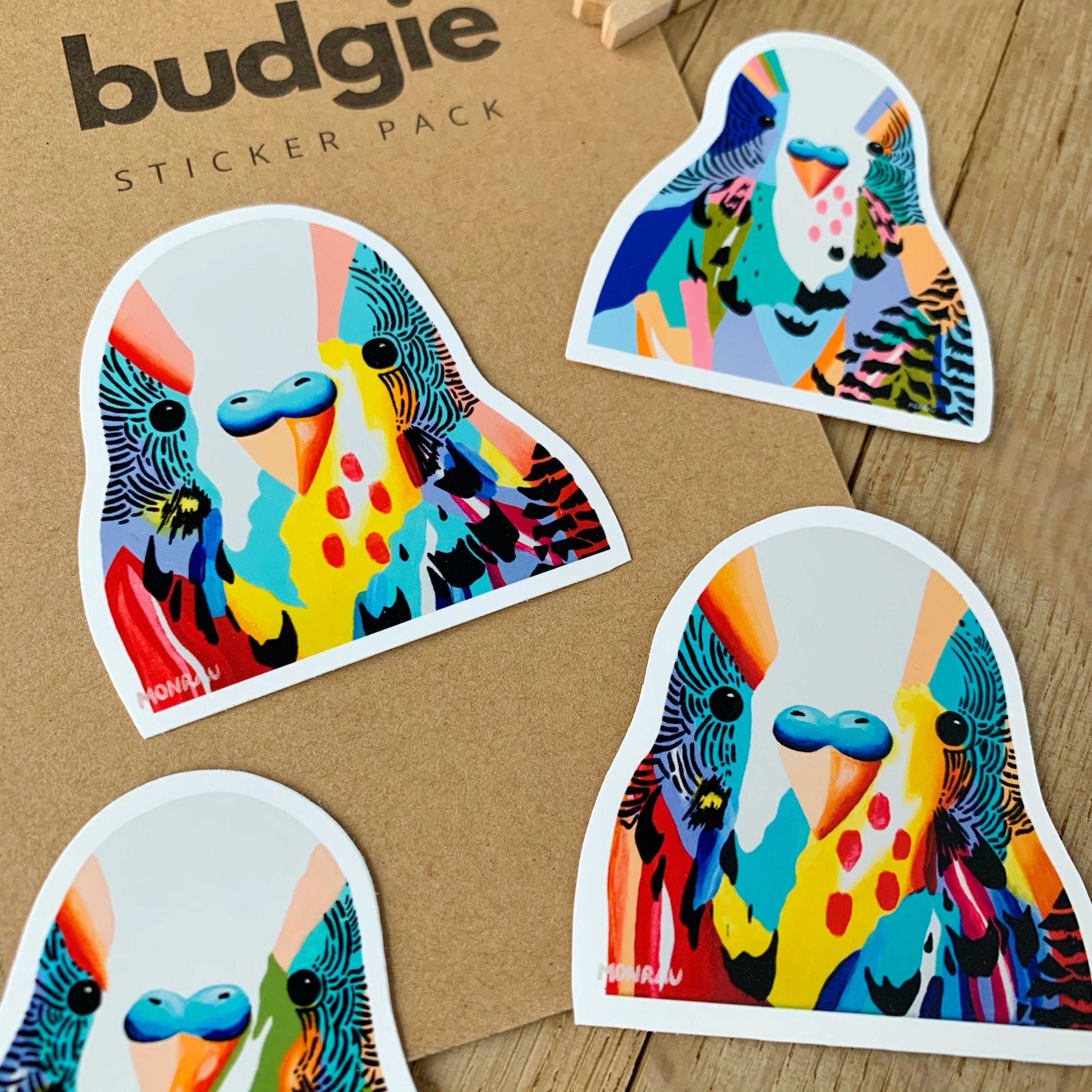 Budgie sticker pack set of 5 budgie sticker colorful | Etsy