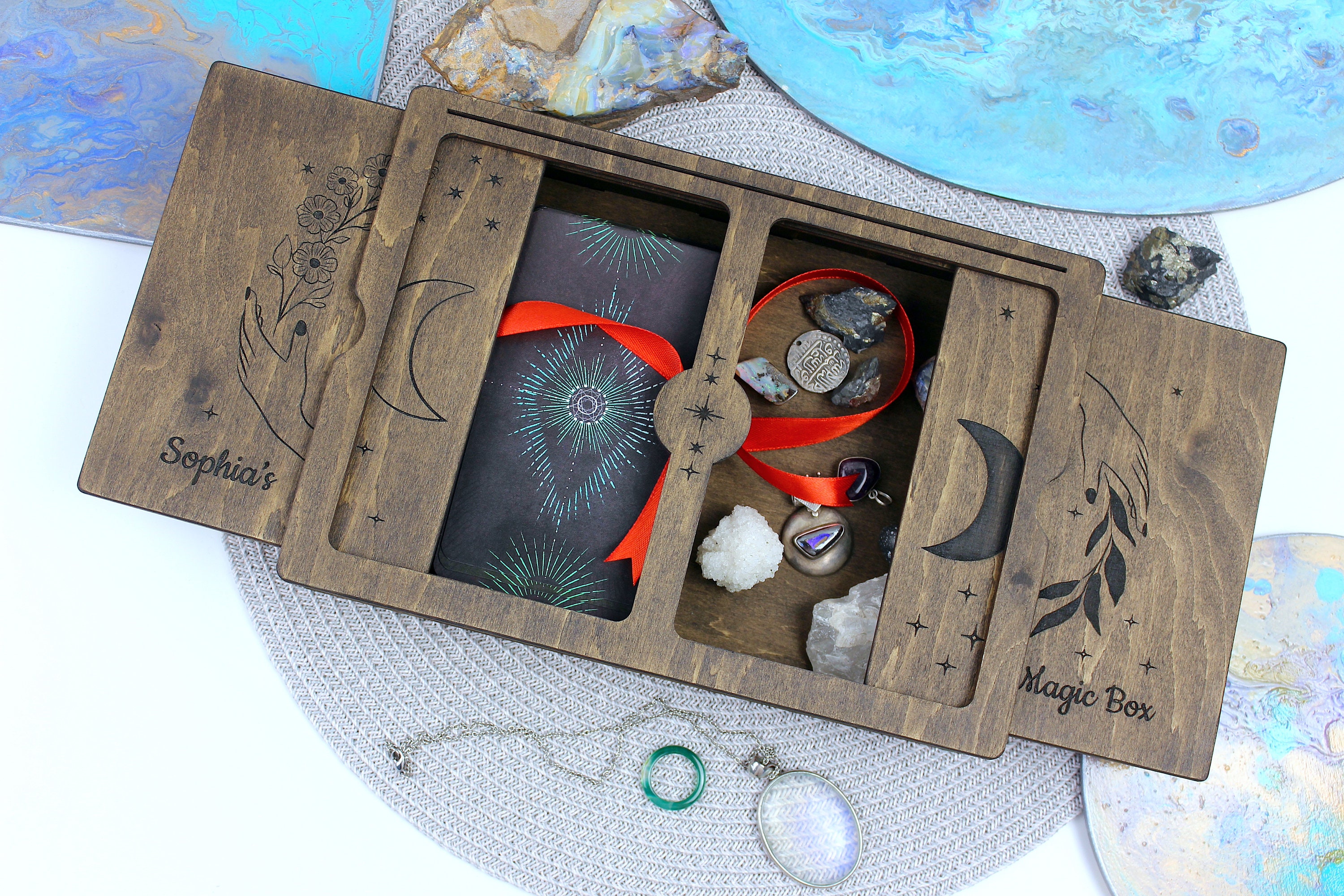 Personalized Wooden Tarot Deck Box-double Tarot Card Box-large - Etsy UK