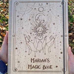 Custom Wooden Grimoire Journal-personalized Journal for Women-book of ...
