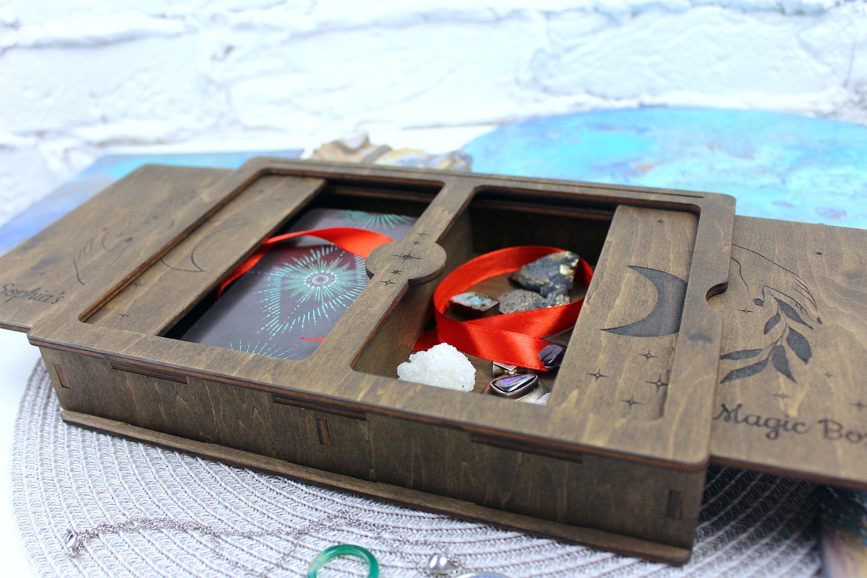 Wooden Tarot Deck Box-personalized Double Tarot Card Box-large Tarot ...