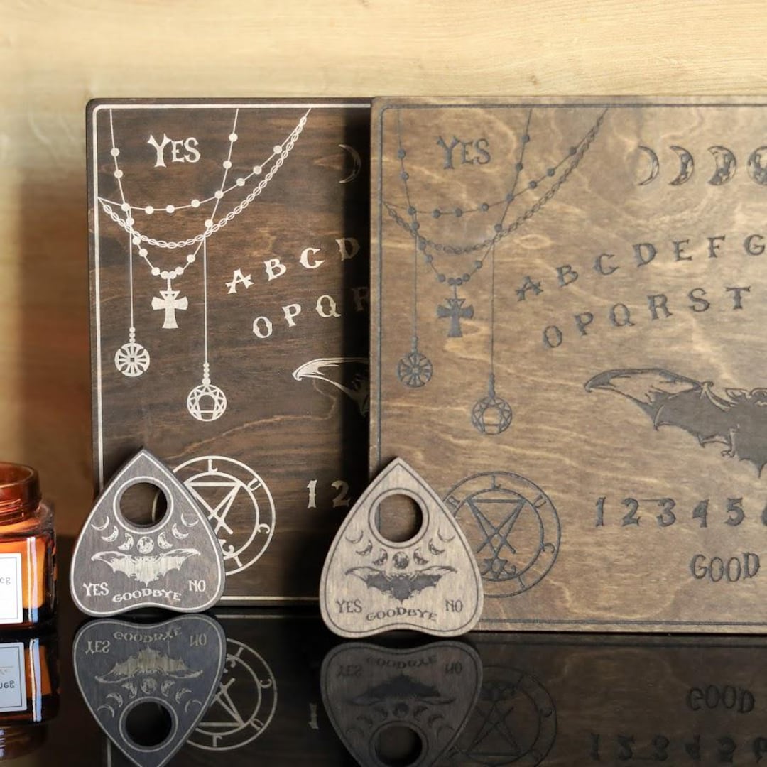 Rustic Wooden Spirit Board With Planchette-engraved Ouija Board ...