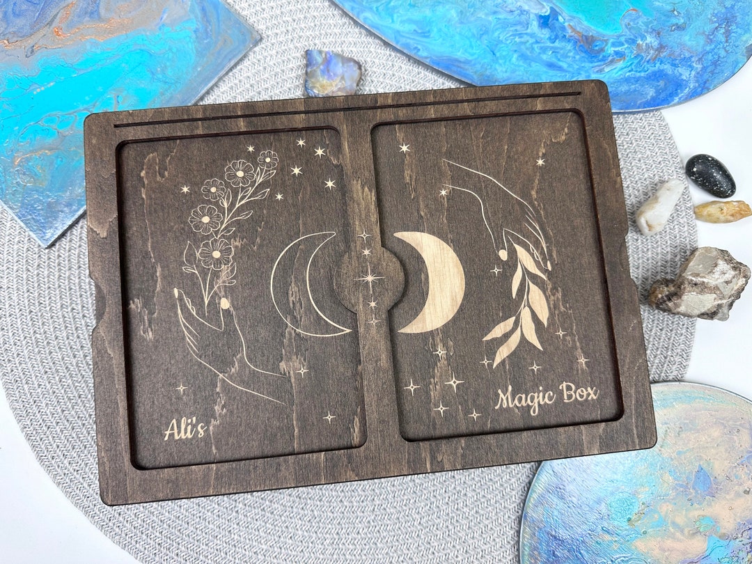 Personalized Wooden Tarot Deck Box-double Tarot Card Box-large Tarot ...