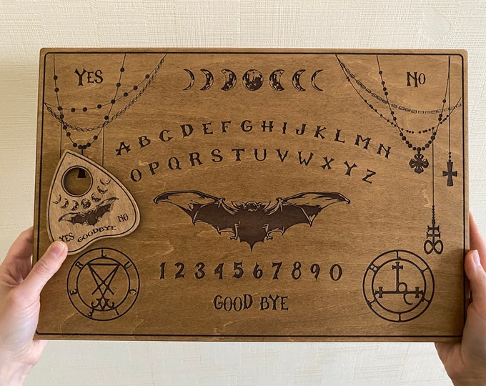Wooden Ouija Board and Planchette Set With Skulls. Carved Spirit Board ...