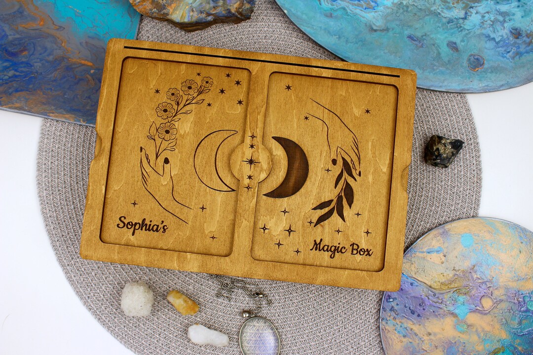 Personalized Double Tarot Card Box-wooden Tarot Deck Box-large Tarot ...