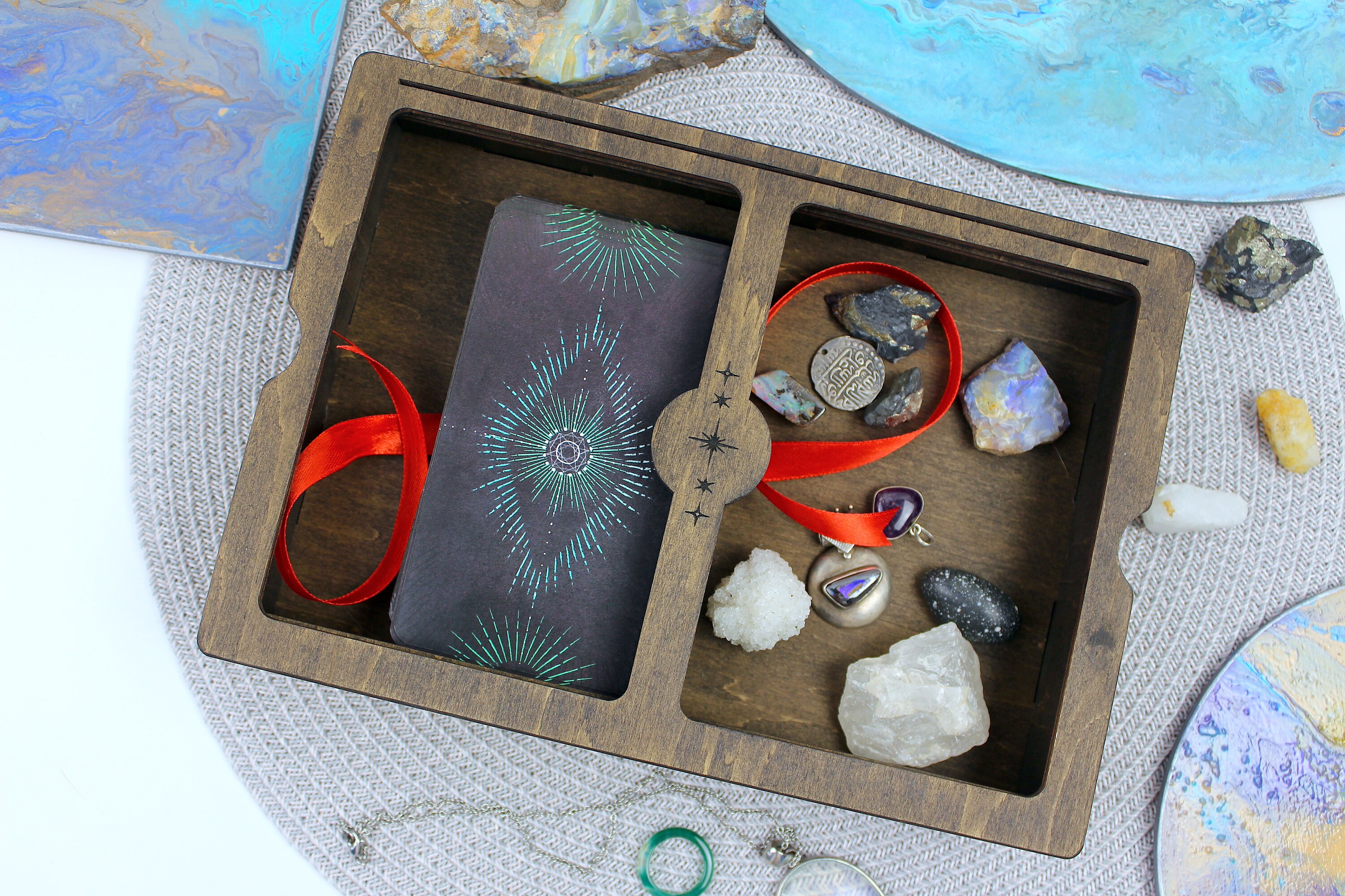 Personalized Wooden Tarot Deck Box-double Tarot Card Box-large Tarot ...