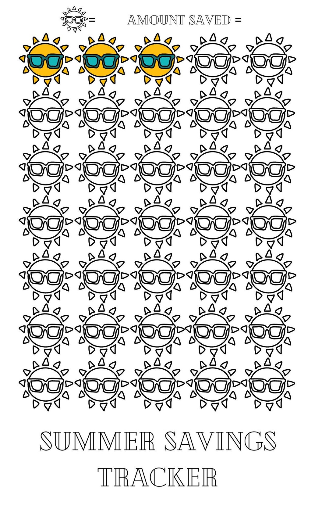 Sunny Beach Money Savings Challenge- Savings Tracker Coloring Page ...