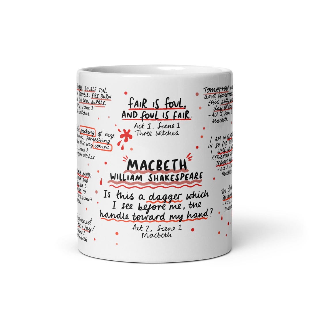 William Shakespeare Macbeth Handwritten Quotes Mug | Wordie Mug - Etsy
