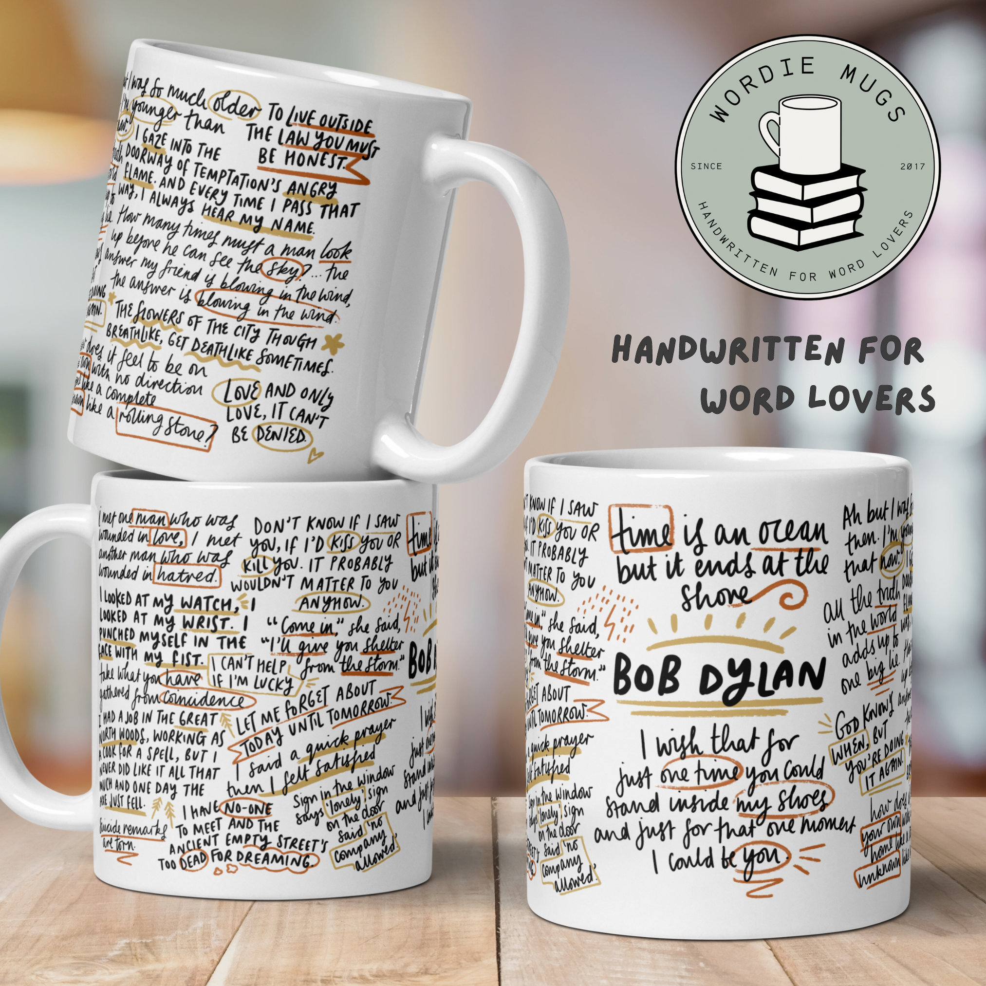 Bob Dylan Lyrics Mug, Handwritten Wordie Mug - Etsy