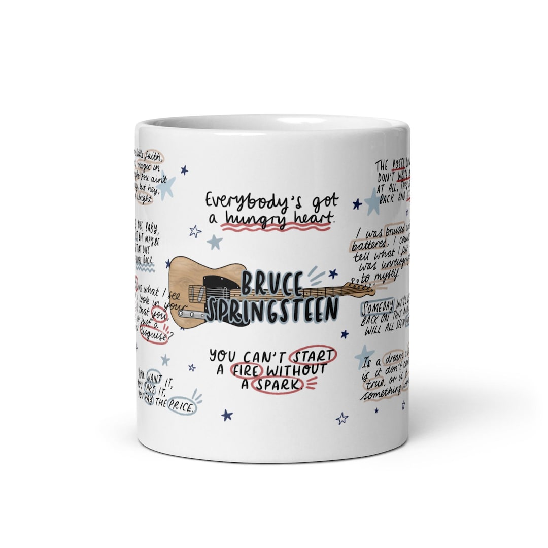 Bruce Springsteen Handwritten Lyrics Mug | Guitar Illustration - Etsy