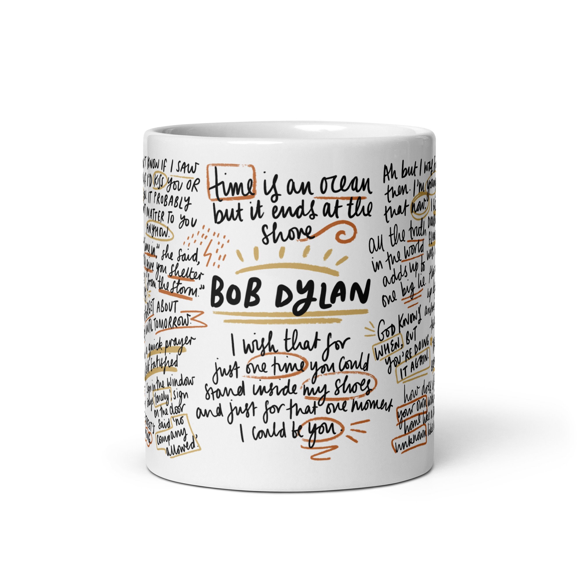 Bob Dylan Lyrics Mug, Handwritten Wordie Mug - Etsy