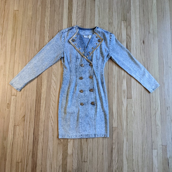 Vintage Nautical Denim Dress Jacket 1980s - Gem