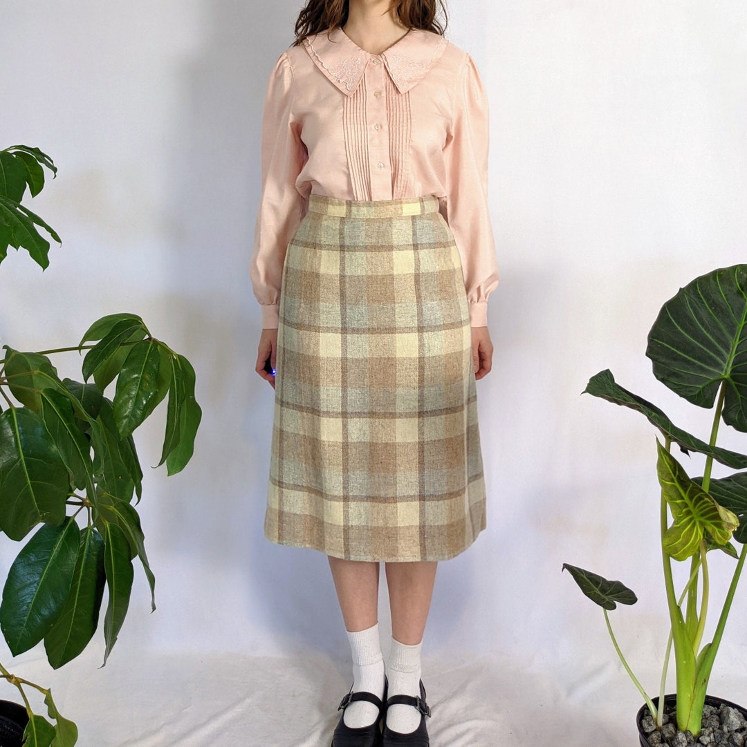 Vintage Paid Neutral Midi Skirt 1980s Sportswear City LTD - Etsy