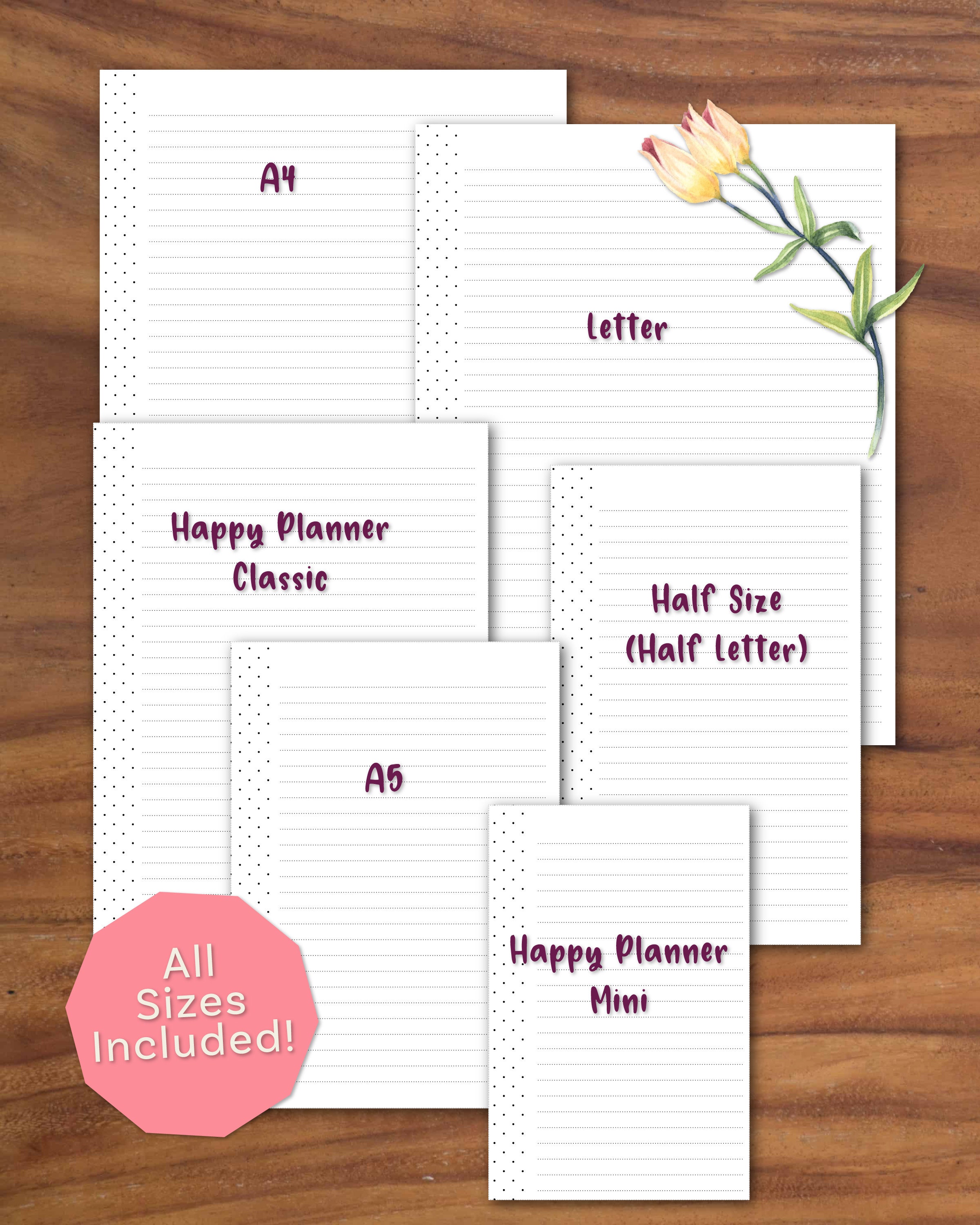 Lined Paper Lined Paper Printable Note Paper Happy Planner | Etsy