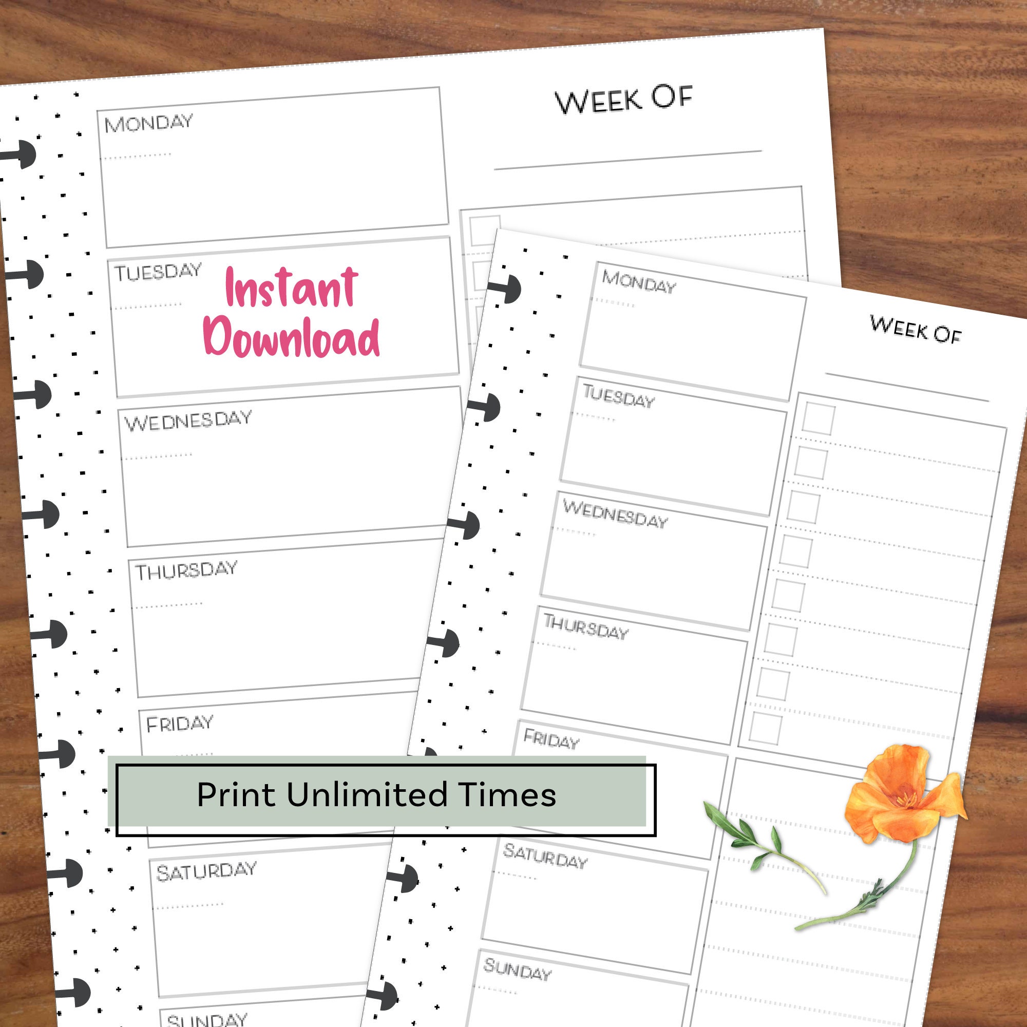 Week on 1 Page Weekly Layout Happy Planner Classic | Etsy