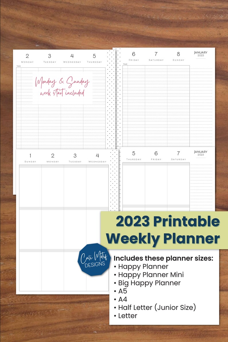 2023 Weekly Planner Printable Planner Weekly Happy Planner - Etsy