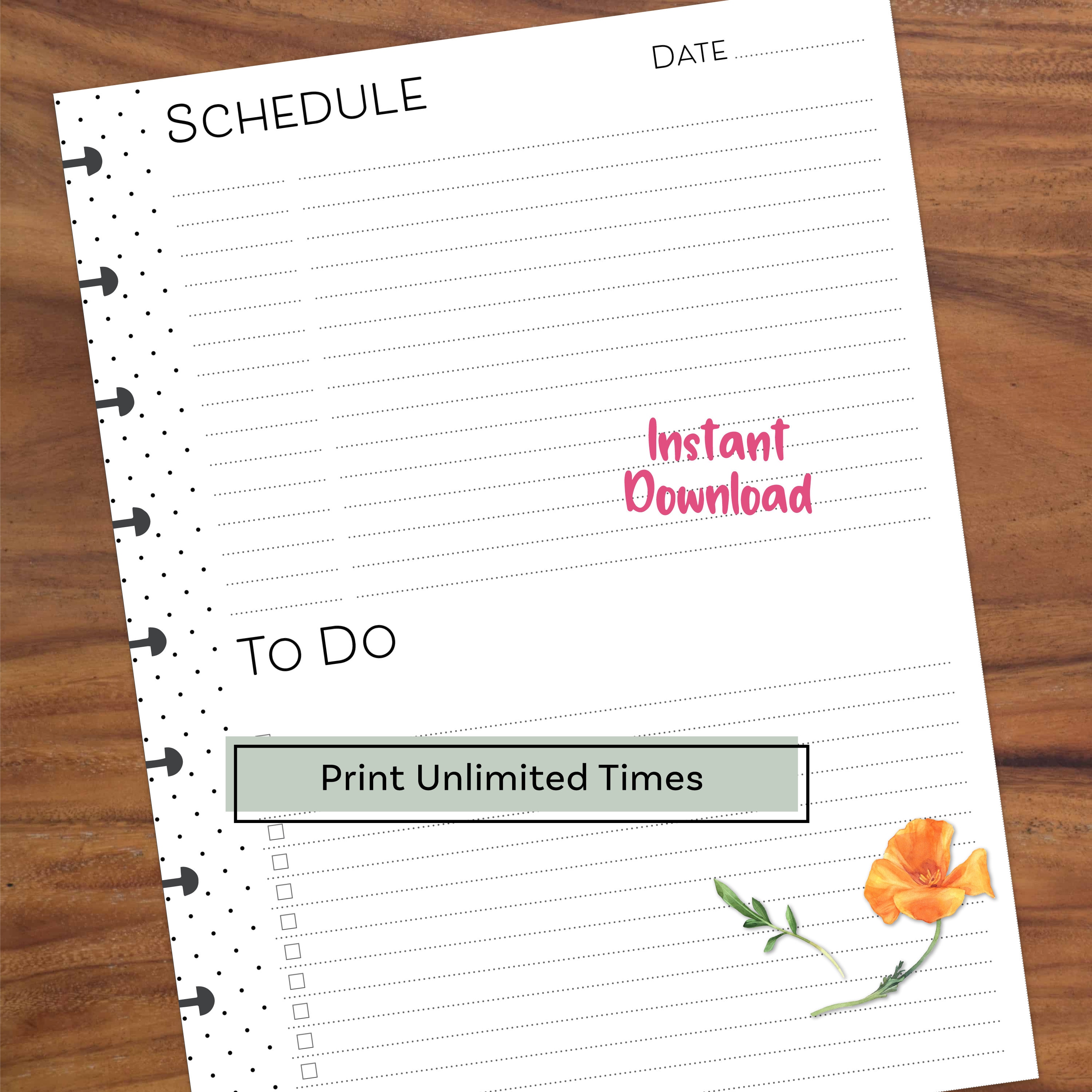 Daily Planner Printable for Happy Planner Classic & Mini Size Planners ...