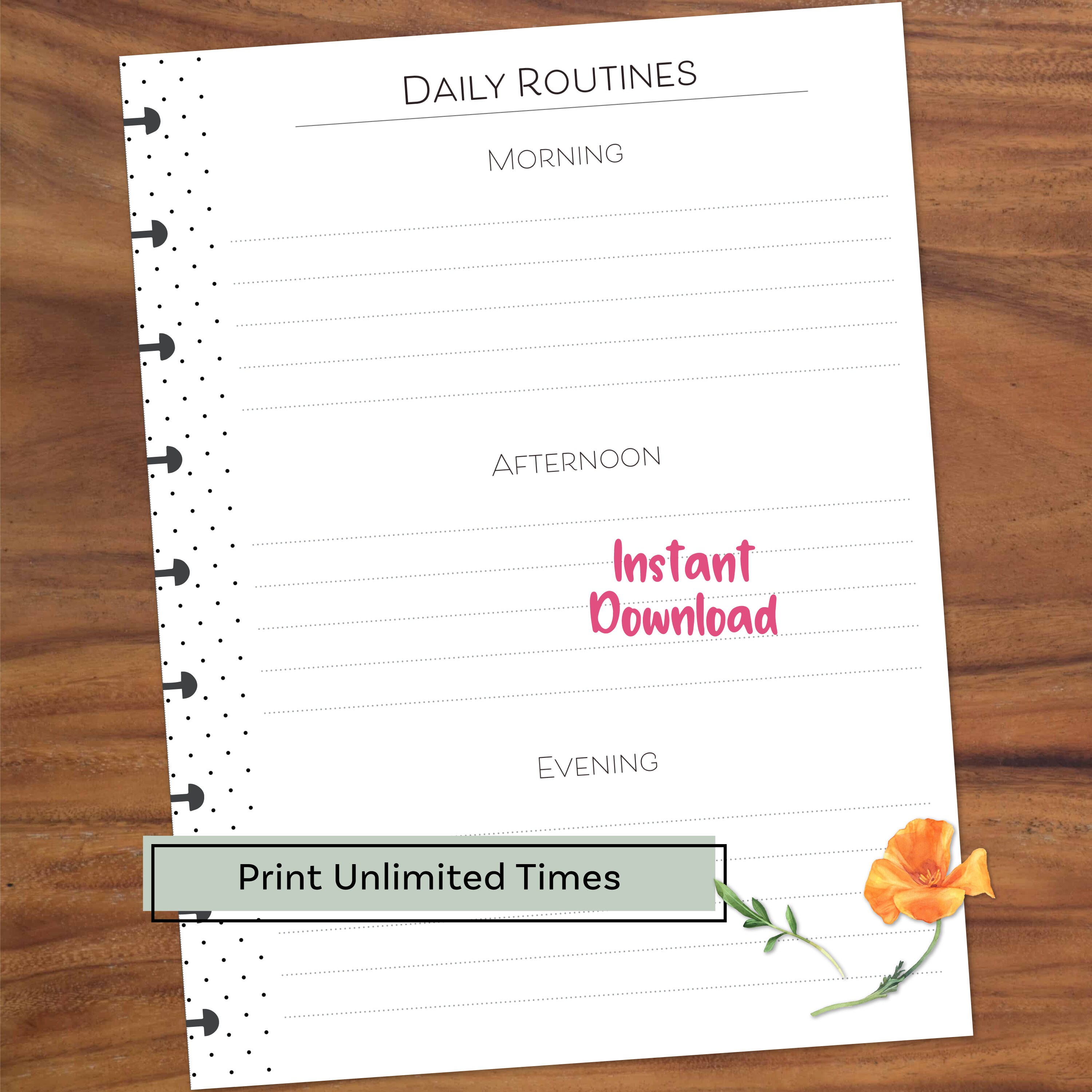 Daily Routines Planner Insert Happy Planner Classic & Mini - Etsy