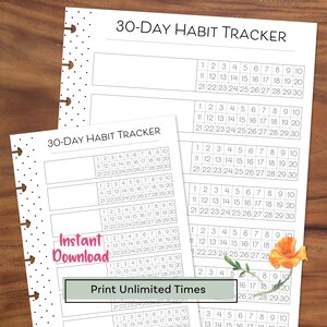 Happy Planner Habit Tracker Insert for Classic and Mini, 30 Day Habit ...