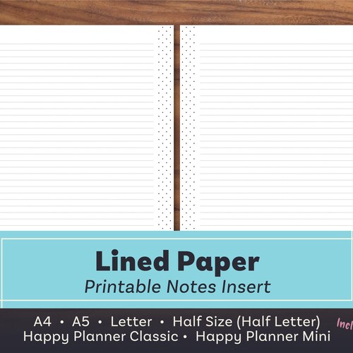 Lined Paper Lined Paper Printable Note Paper Happy Planner - Etsy