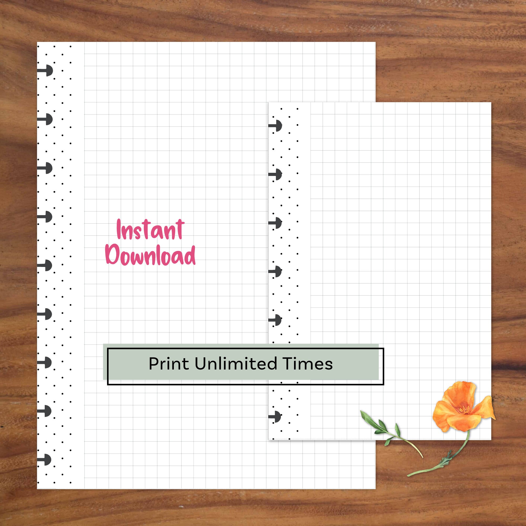 Grid Paper Printable Grid Paper Inserts Grid Planner the | Etsy