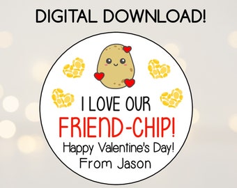 Classroom Valentine Stickers, Potato Chip Valentine Stickers, School ...