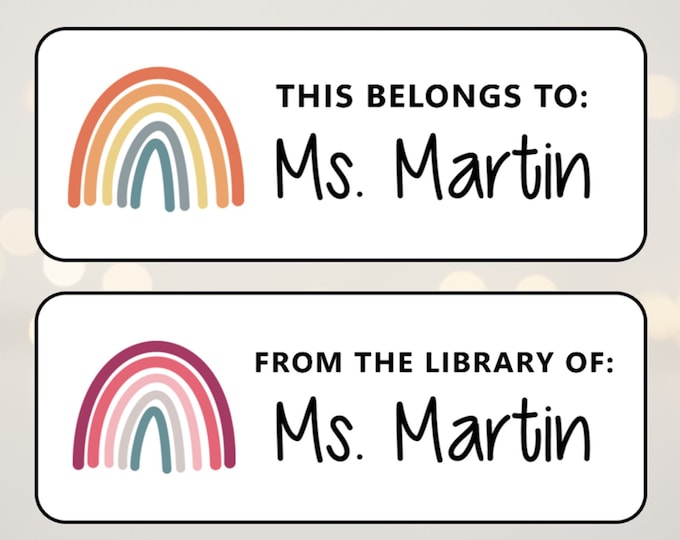 Teacher Book Labels Teacher Name Labels Personalized Teacher Stickers ...