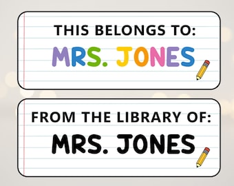 Teacher Book Labels Teacher Name Labels Personalized Teacher Stickers ...