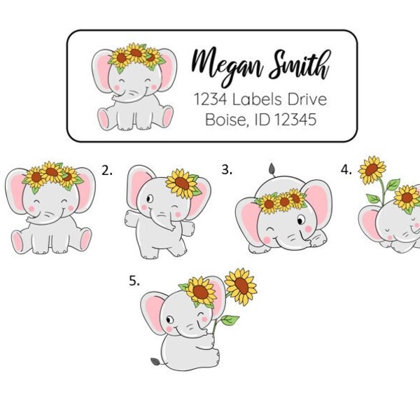 Elephant Labels - Etsy