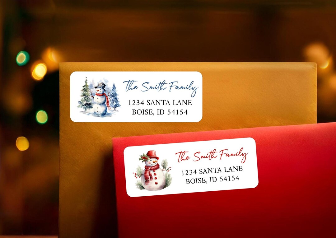 Snowman Address Labels, Winter Return Address Labels, Winter Address ...