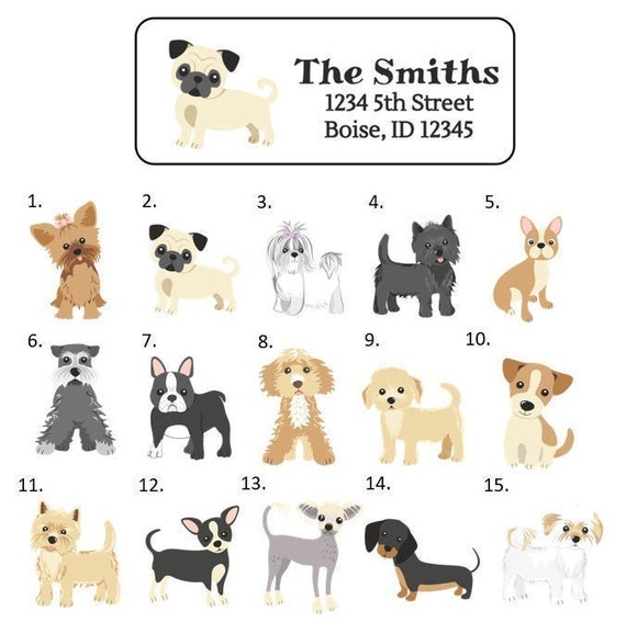 Dog Address Labels Stickers 30 Personalized Dog Breed Labels - Etsy