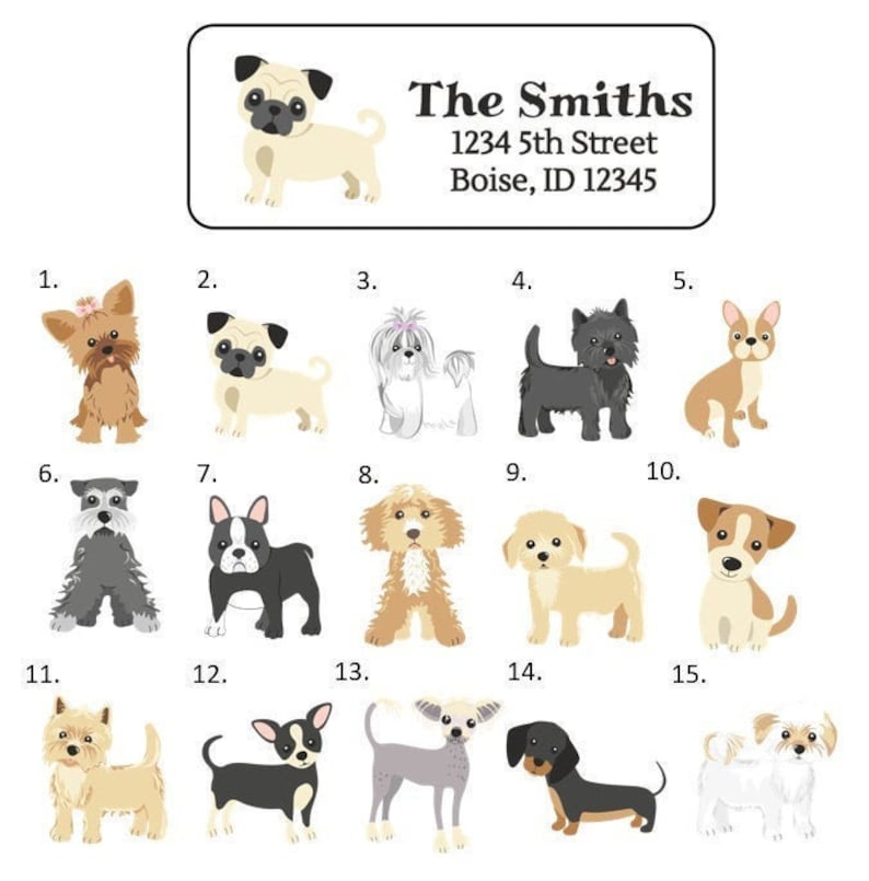 Dog Address Labels Stickers 30 Personalized Dog Breed Labels - Etsy