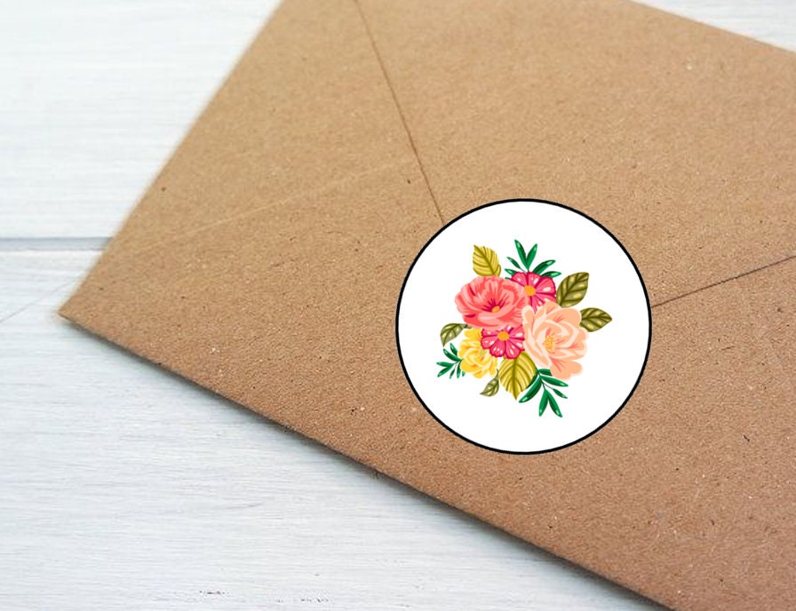 Flower Floral Envelope Seals Labels Stickers Flower Bridal - Etsy